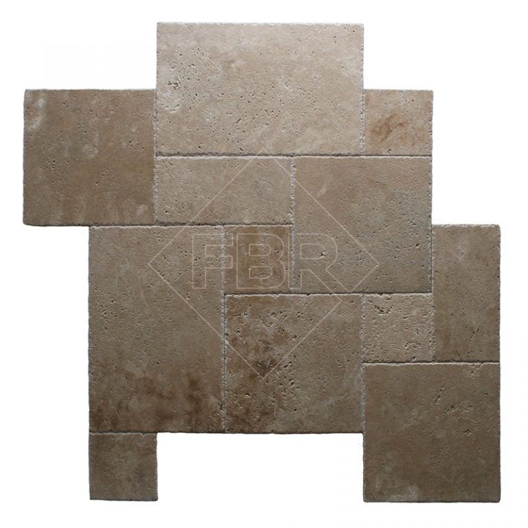 Light Walnut Brushed Chiseled French Pattern Travertine Tile (1/2 ...