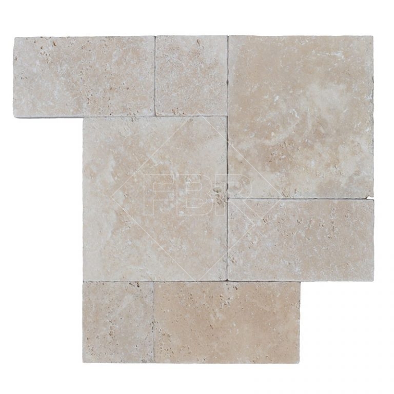Ivory Tumbled Roman Pattern Travertine Paver (3cm) | FBR Marble ...